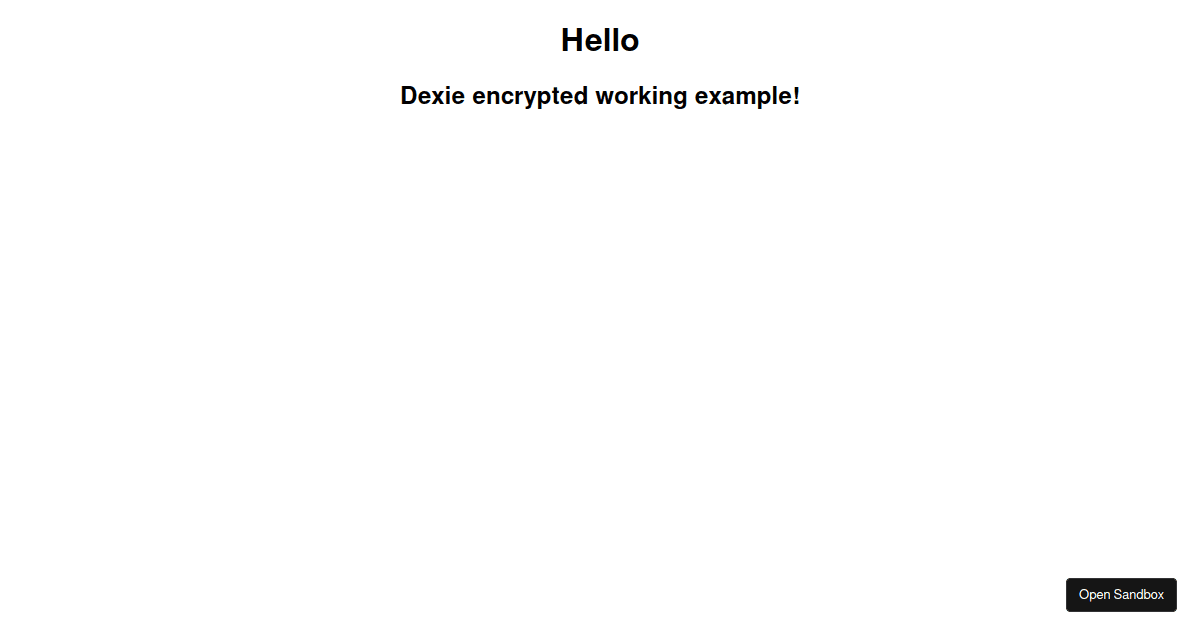 dexie encrypted working example (forked) - Codesandbox