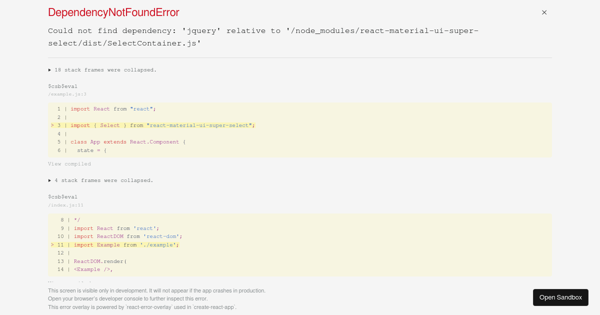React Codesandboxer Example Codesandbox
