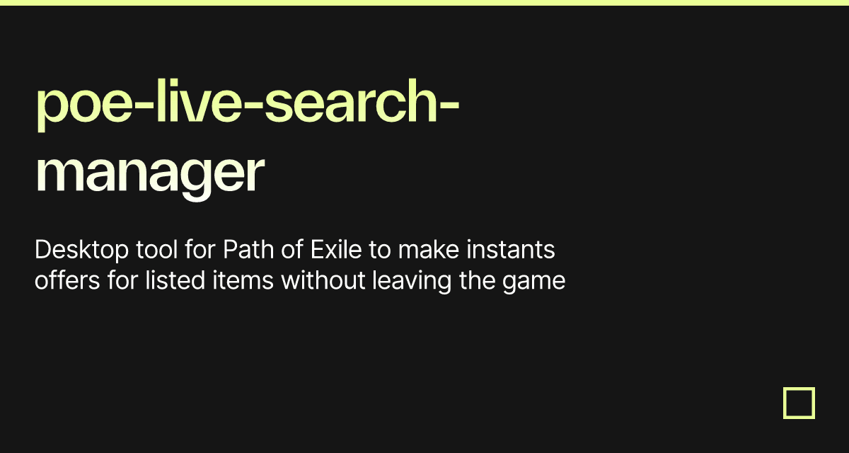 poe-live-search-manager - Codesandbox