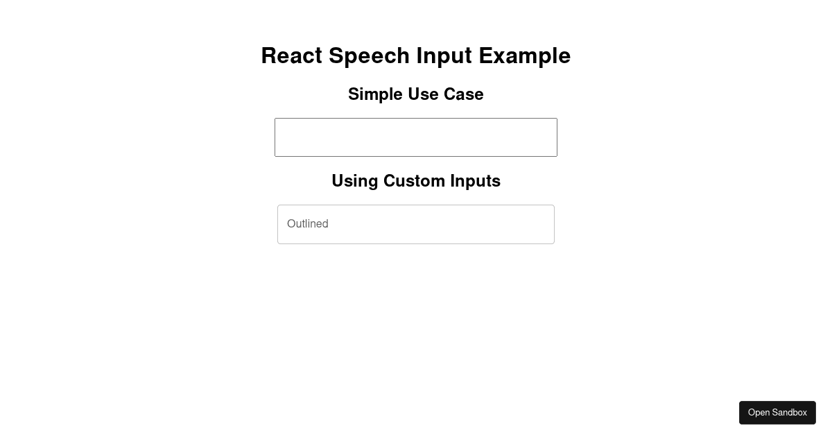React Speech Input Example - Codesandbox