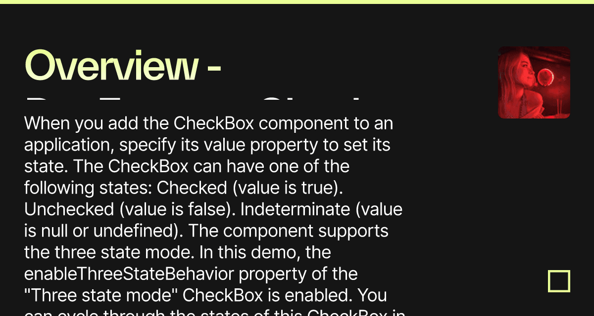Overview - DevExtreme Check Box (forked) - Codesandbox