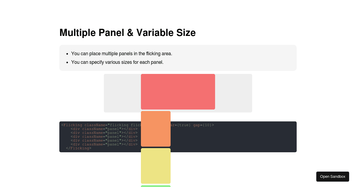 react-flicking examples - Codesandbox