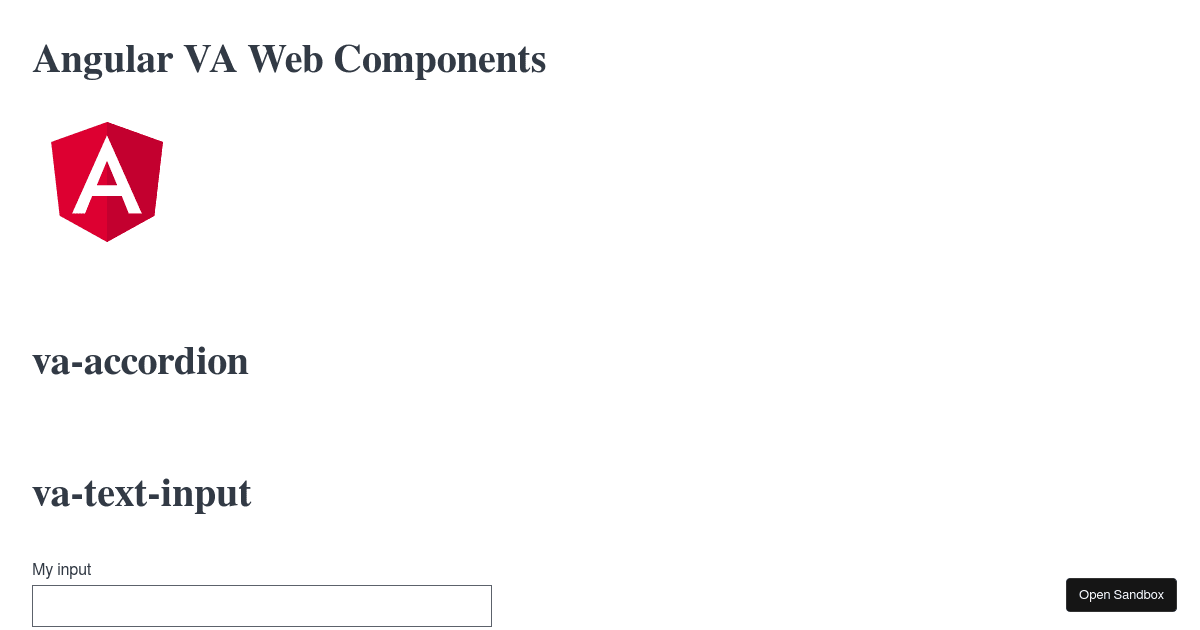 Angular VA Web Components - Codesandbox
