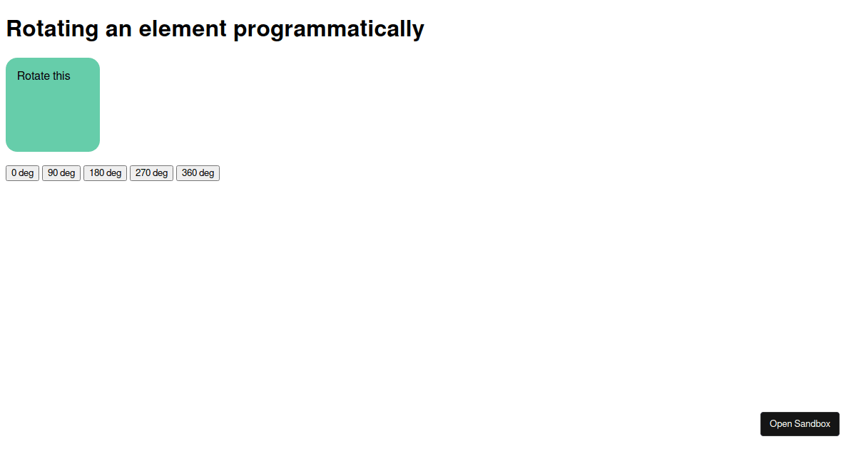 Rotating an element programmatically - Codesandbox