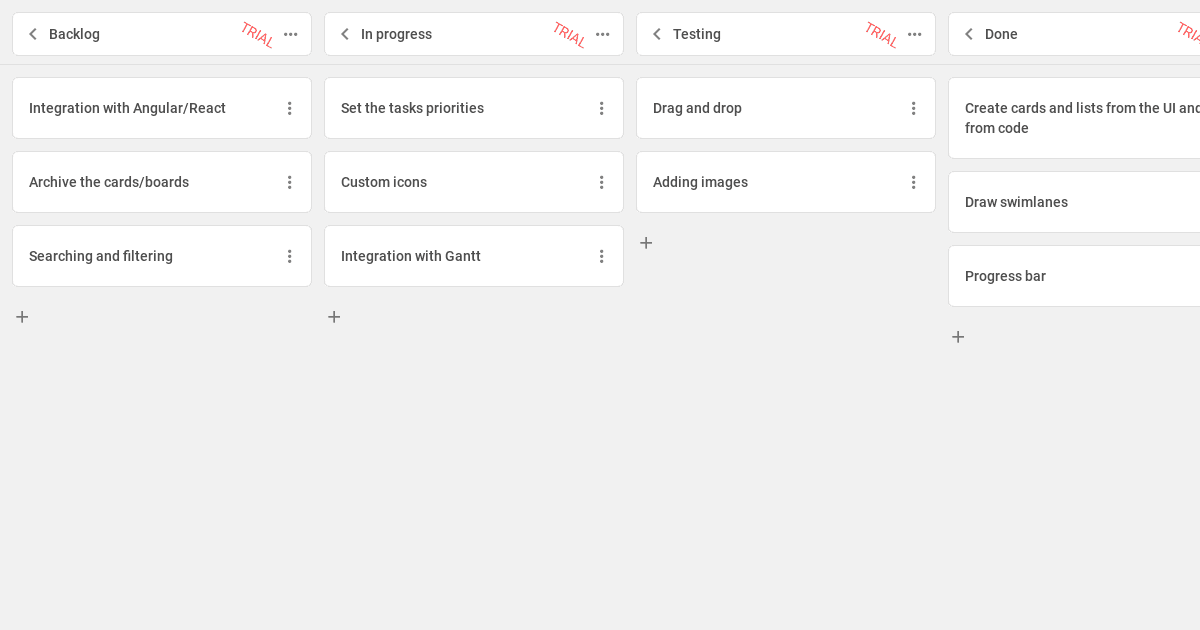 DHTMLX Kanban with React - Codesandbox