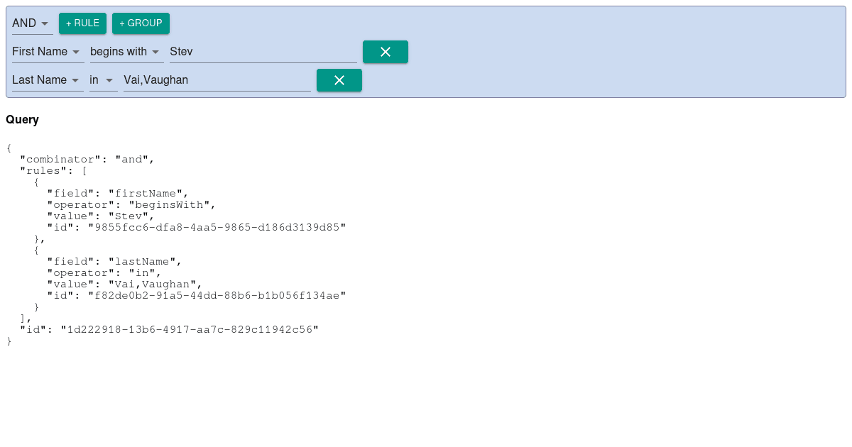 React Query Builder MUI/Material Template - Codesandbox