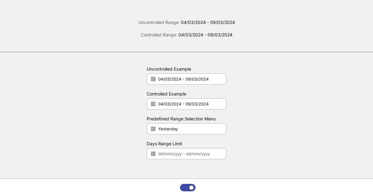 Range Date Picker Codesandbox 