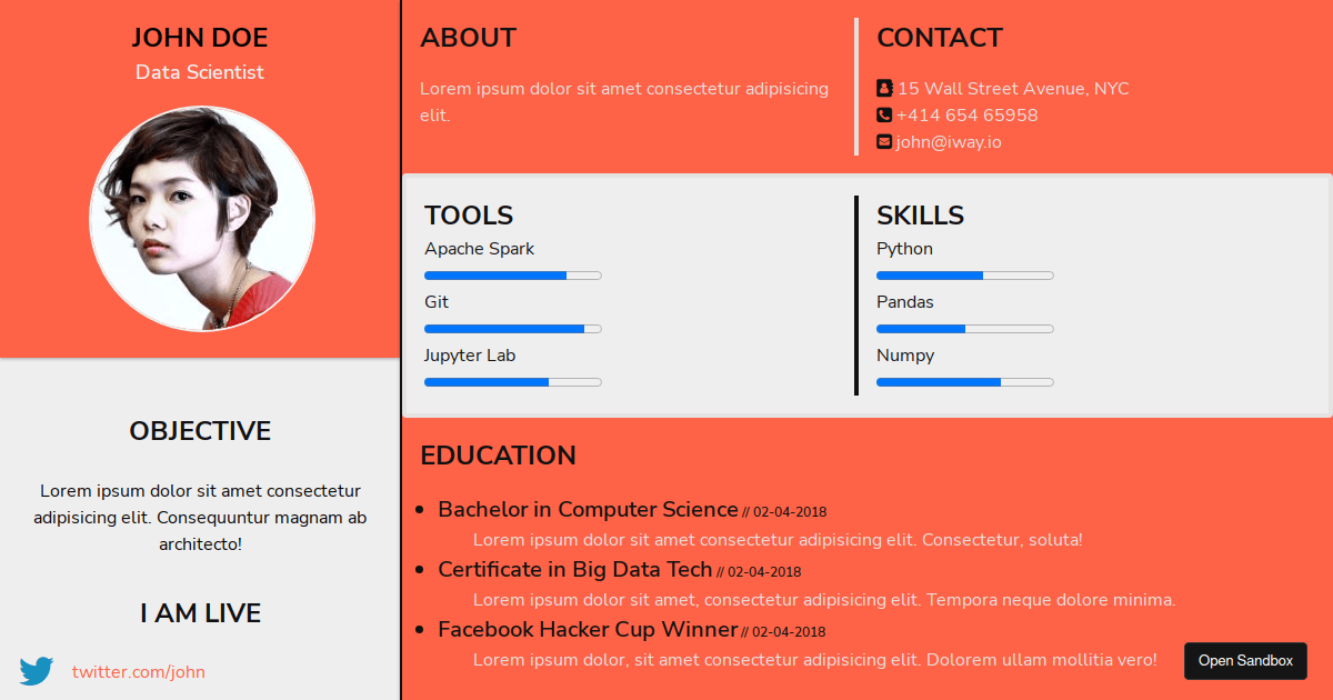resume template - Codesandbox