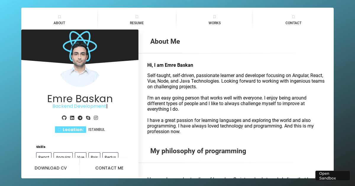 react-portfolio - Codesandbox