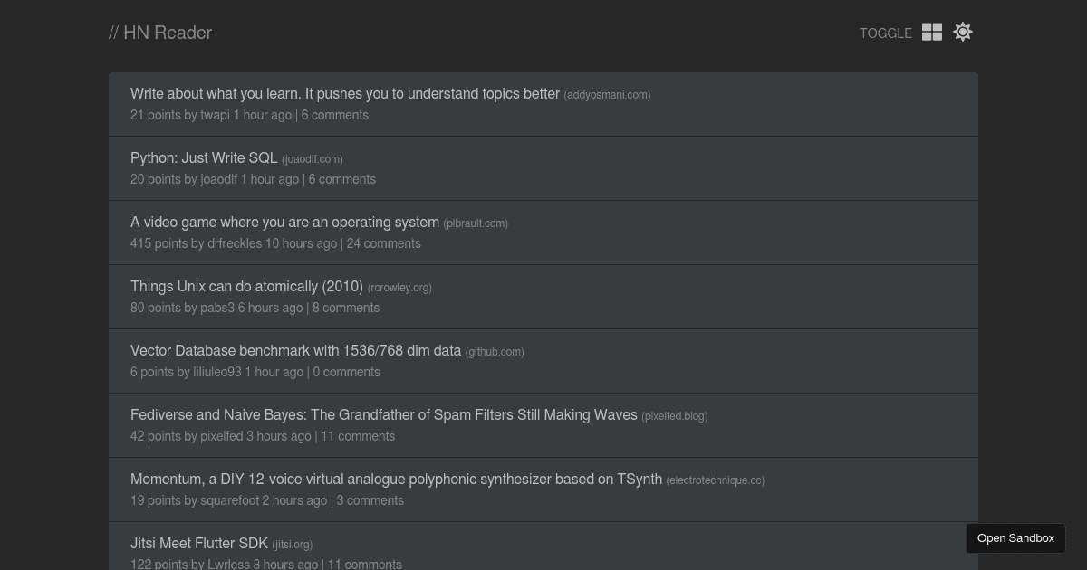 hackernews-reader - Codesandbox