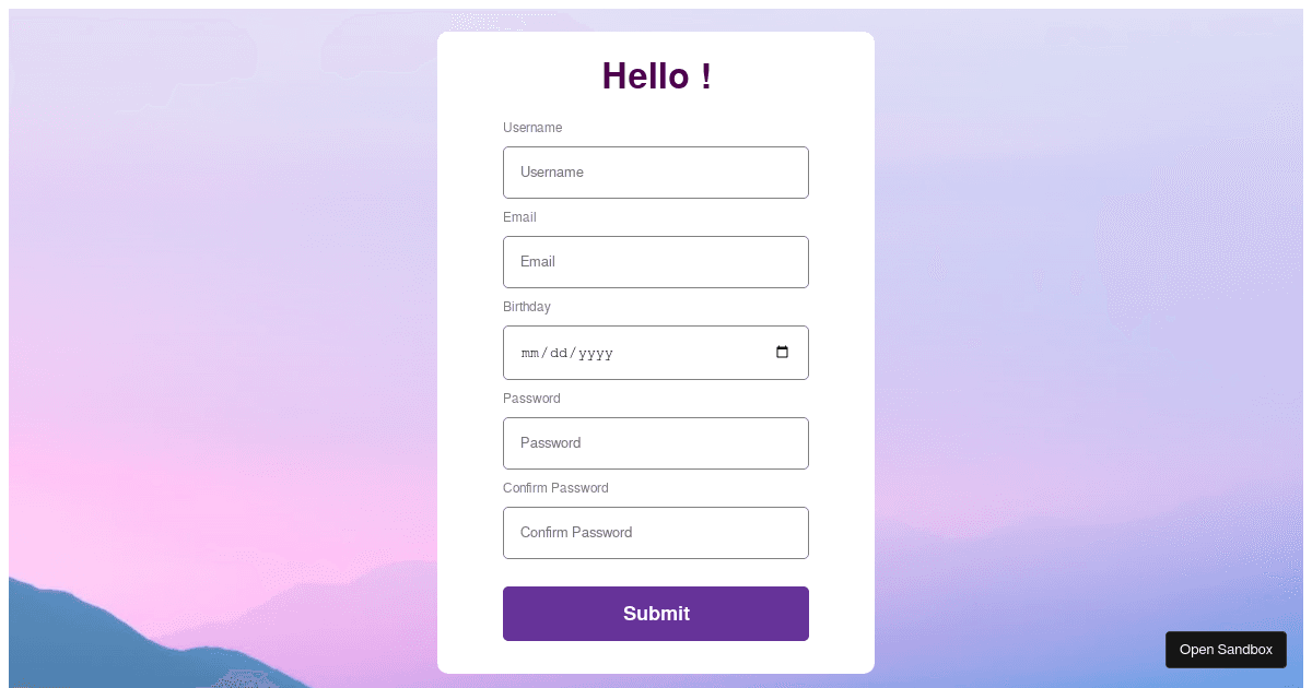 login form - Codesandbox