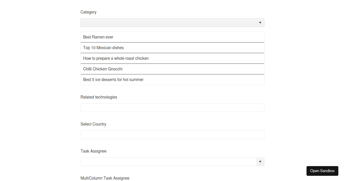 Kendo React Dropdowns Codesandbox