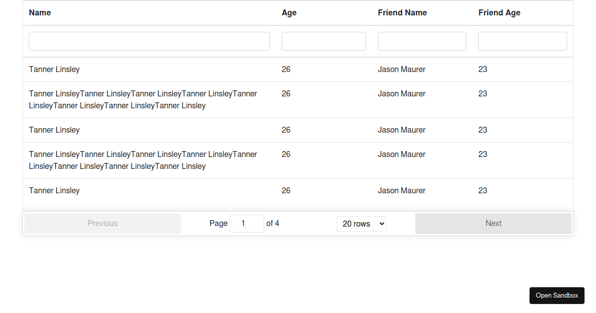React-Table - Native table implementation (forked) - Codesandbox