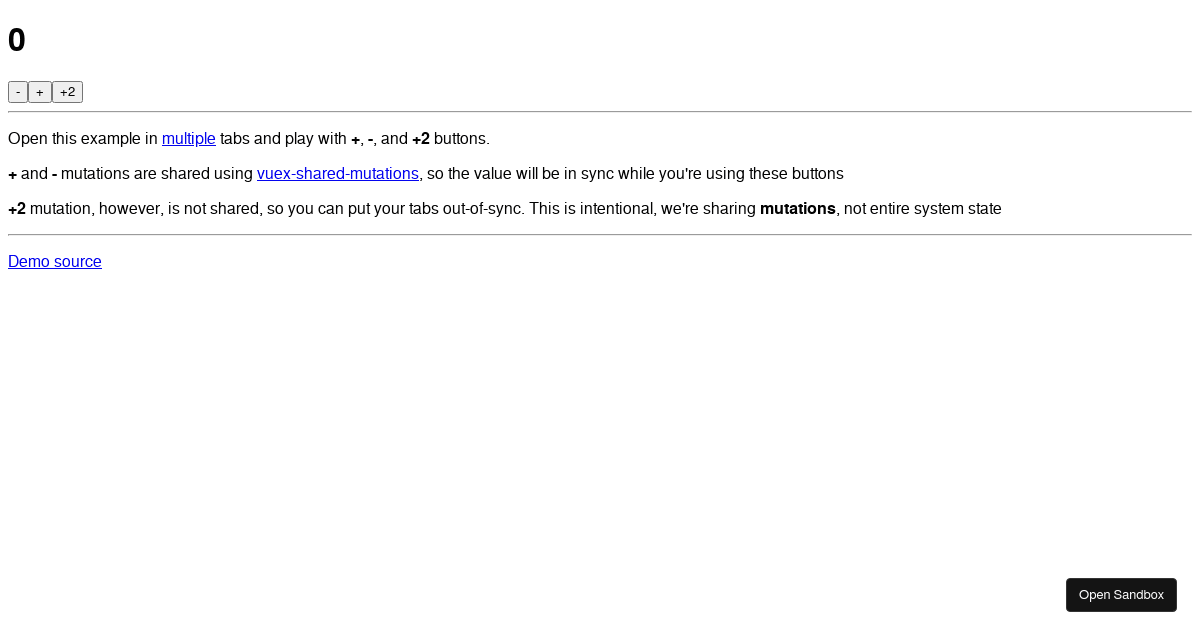 vuex-shared-mutations-simple-demo - Codesandbox