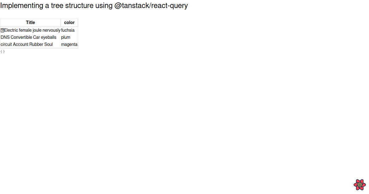 React Query Tree Structure Codesandbox