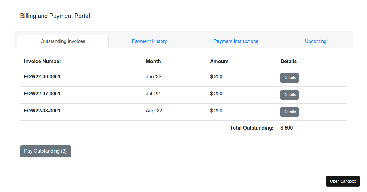 DSG Billing Mockup - Codesandbox