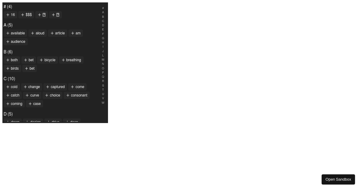 alphabet-list-demo - Codesandbox
