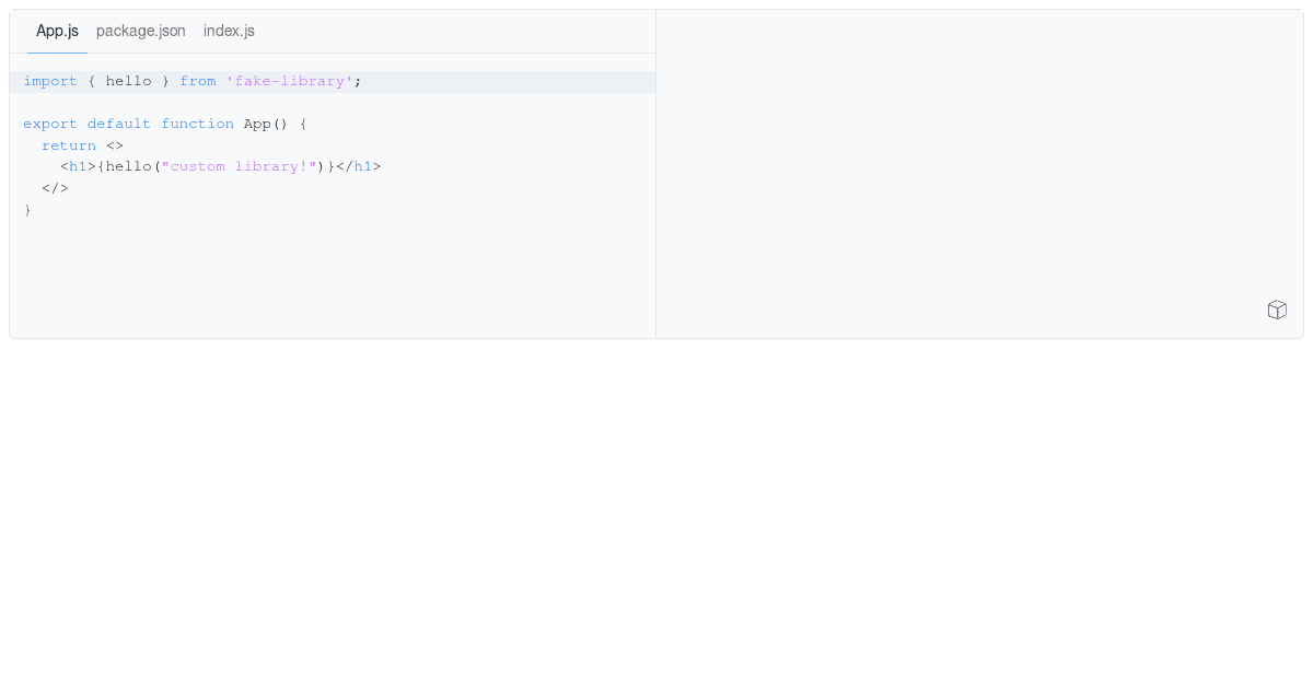 Custom Library in Sandpack - Codesandbox