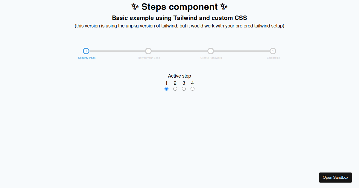Steps component with CSS Animations - Codesandbox