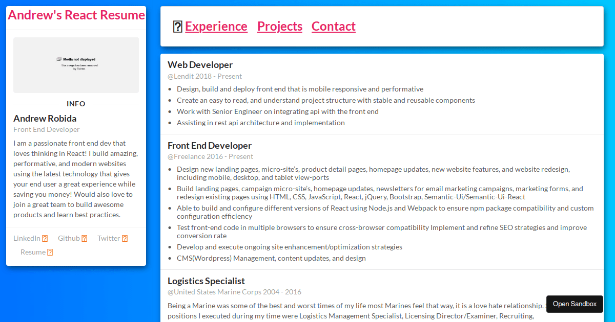 react-portfolio - Codesandbox