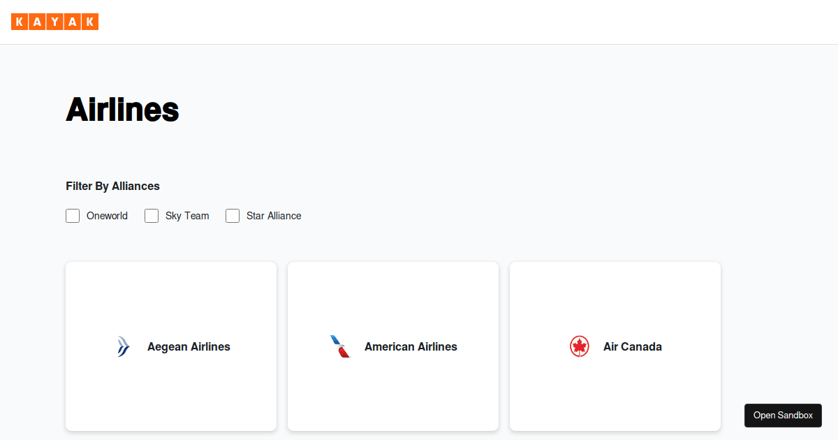 KAYAK Airlines - Codesandbox KAYAK Airlines - Codesandbox