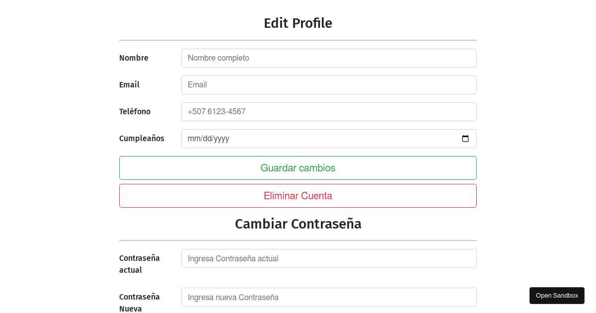 Edit Profile (template) - Codesandbox