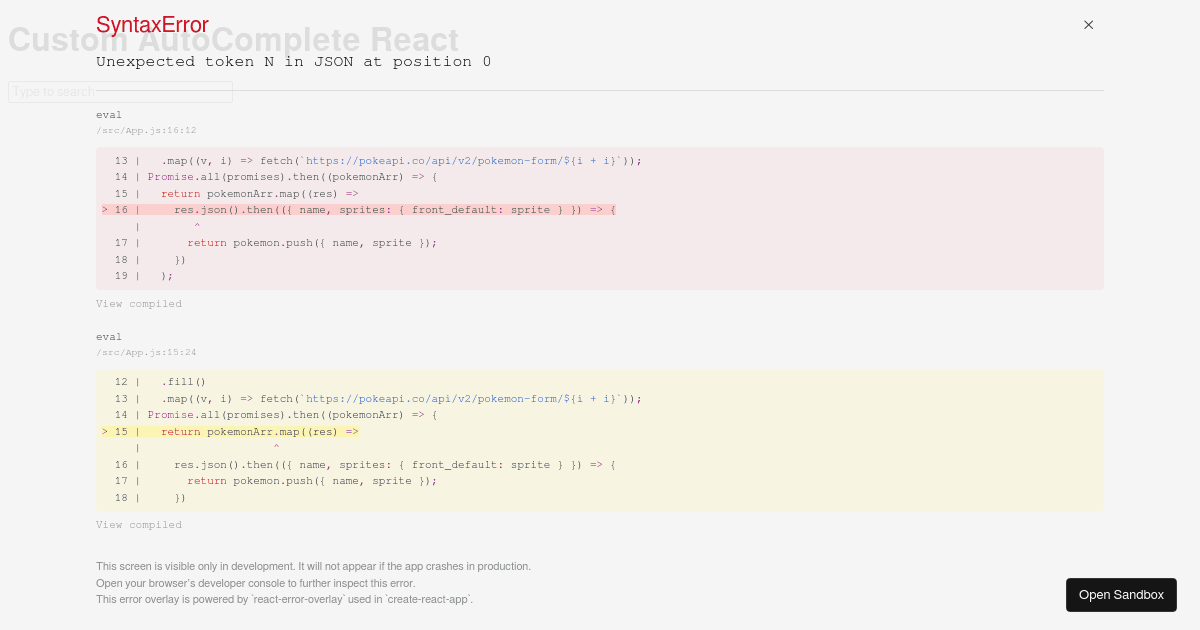 AutoComplete (forked) - Codesandbox