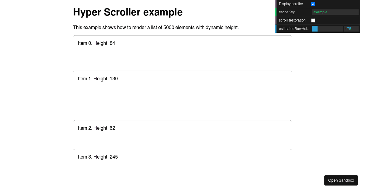 Window Virtual Scroller v3 Example - Codesandbox