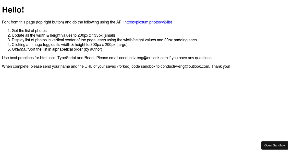 FrontEnd-Exercise - Codesandbox