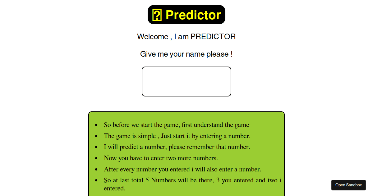 predictor - Codesandbox