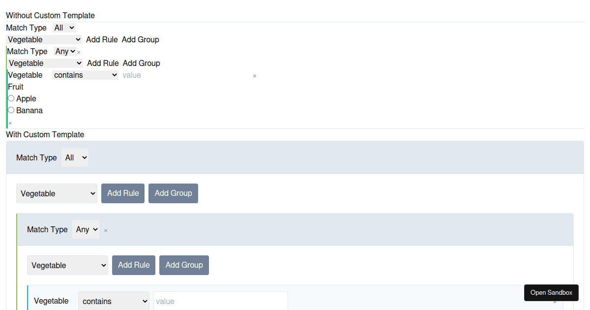 Vue Query Builder Demo - Tailwind (forked) - Codesandbox