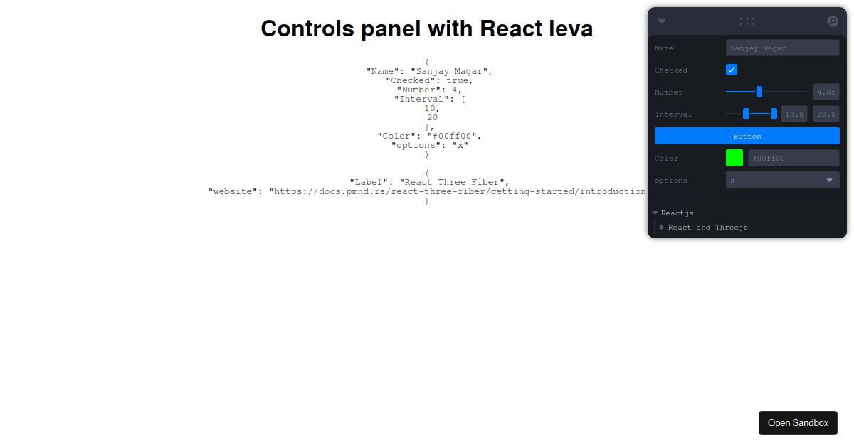 React Control Panels With Leva Codesandbox