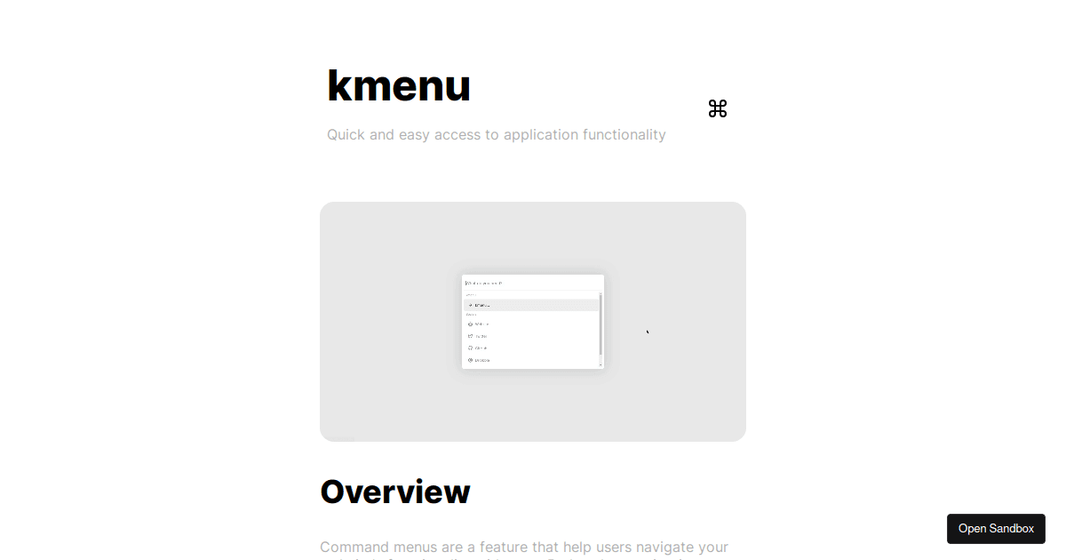 kmenu - Codesandbox