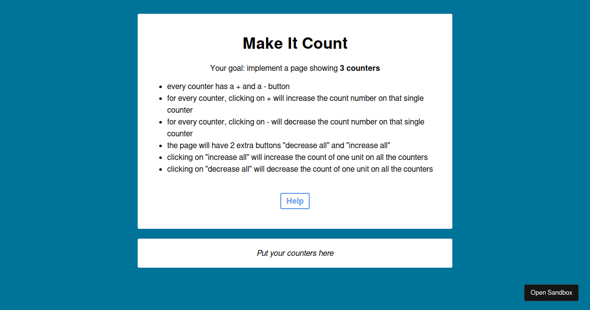 React Make It Count Exercise Codesandbox