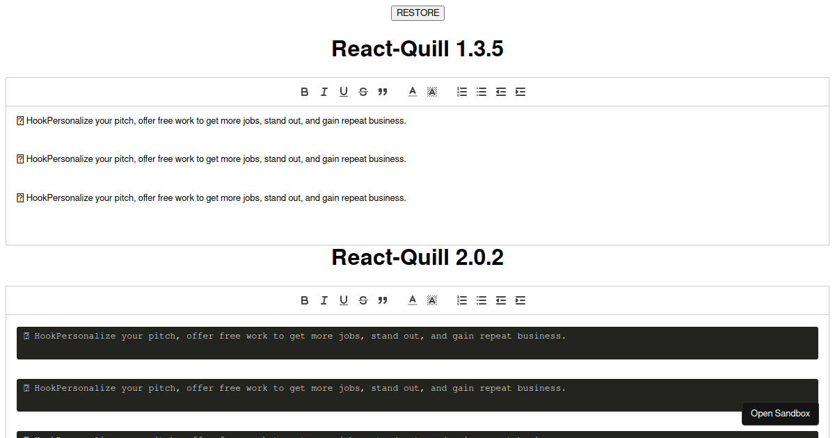 React Quill Preserve Whitespace Forked Codesandbox