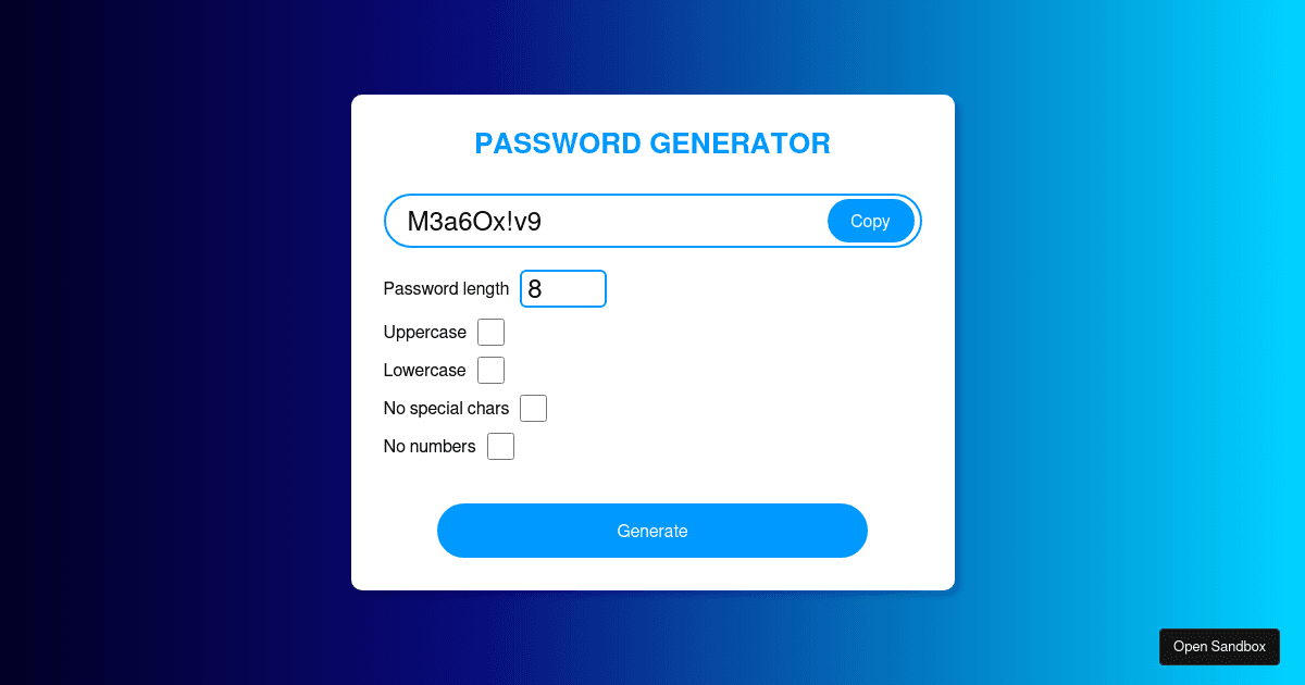 passwordgenerator - Codesandbox