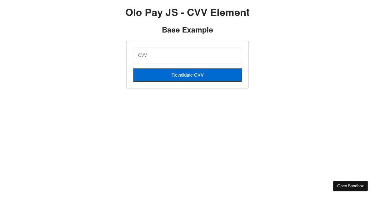 Olo Pay JS - CVC Revalidation - Codesandbox
