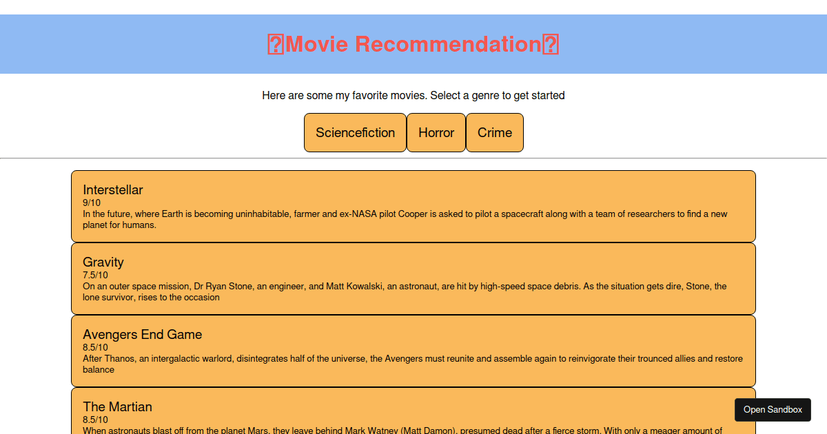 movie-recommendation - Codesandbox