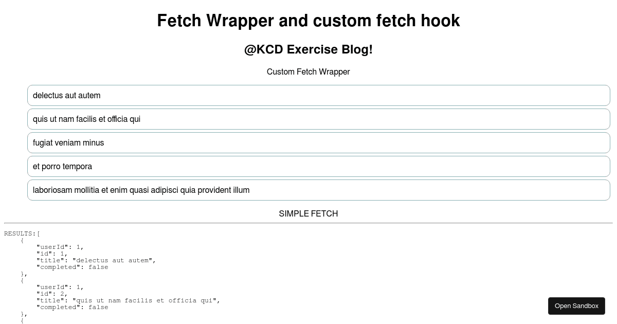 Kcd Fetch Wrapper And Custom Fetch Hook Codesandbox