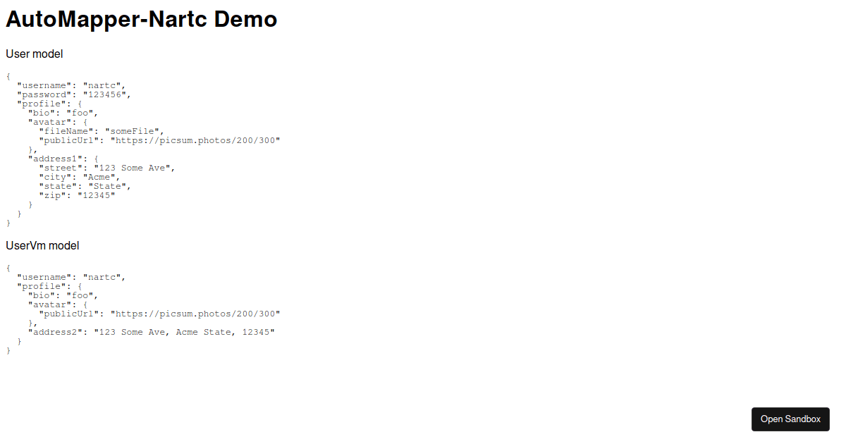 automapper-nartc-example - Codesandbox