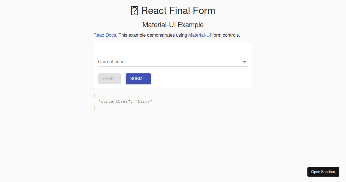 🏁react Final Form Material Ui Example Codesandbox