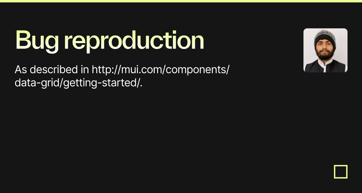 Bug reproduction - Codesandbox