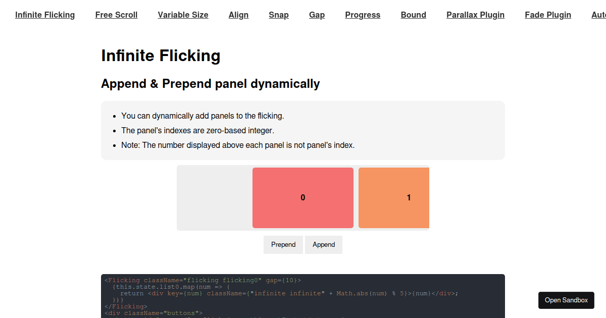 react-flicking examples (forked) - Codesandbox