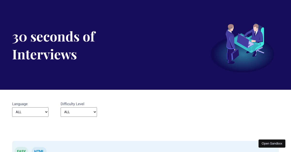 27 Interview Questions App Codesandbox
