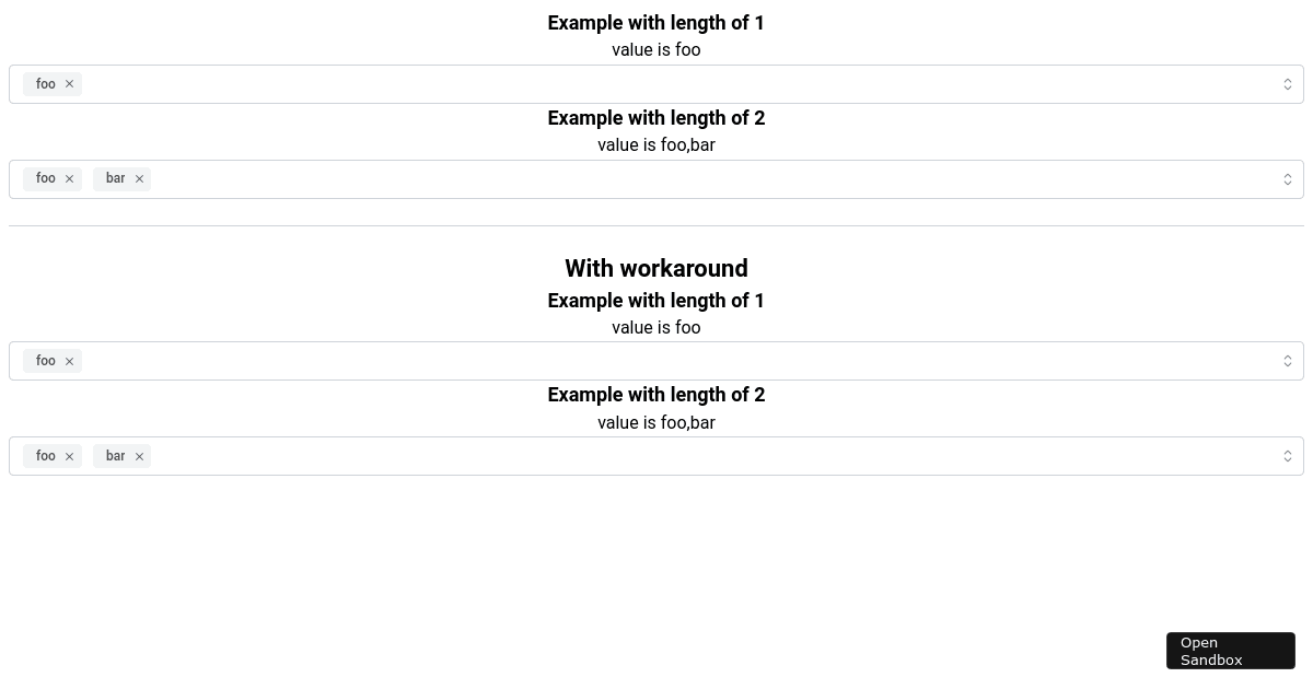repro multi select dropdown 5.4.0 - Codesandbox