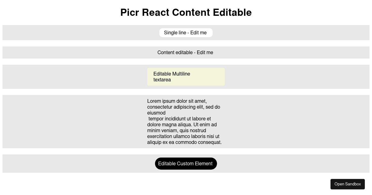Picr React Content Editable Forked Codesandbox