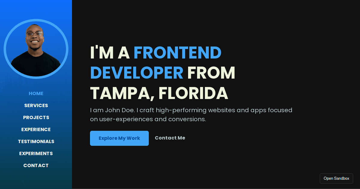 ccfwd/bootstrap-portfolio-template - Codesandbox