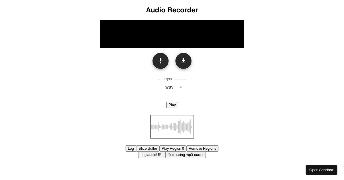 Simple Audio Recorder, react-audio-analyser with WaveSurfer (forked) - Codesandbox