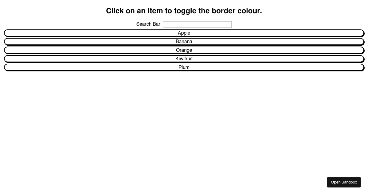 React Spring Demo - change border colour on click (forked) - Codesandbox