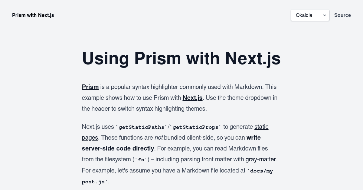 leerob/nextjs-prism-markdown - Codesandbox